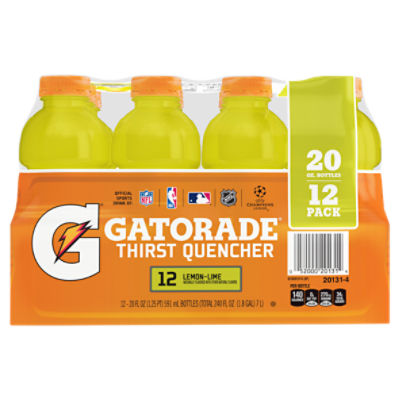 Gatorade Lemon-Lime Thirst Quencher Sports Drink, 20 fl oz, 12 count