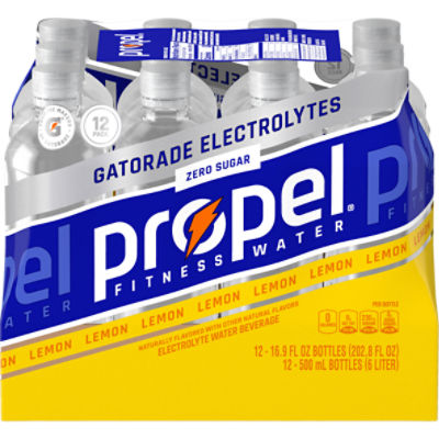 Propel Electrolyte Water Beverage, Lemon Natural Flavor, 16.9 Fl Oz, 12 ...