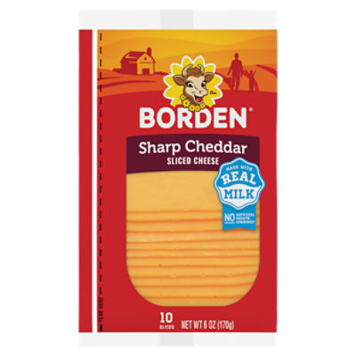 Borden Sharp Cheddar Sliced Cheese, 10 count, 6 oz