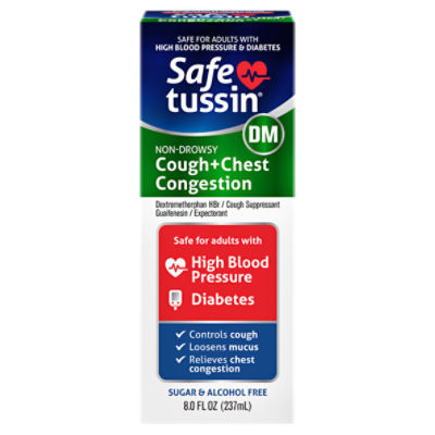 Safe Tussin DM Non-Drowsy Cough + Chest Congestion Liquid, 8.0 fl oz ...