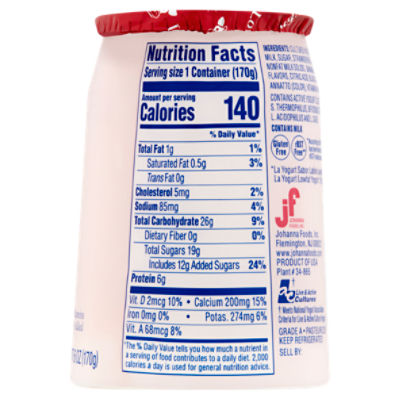 Food Label For Yogurt