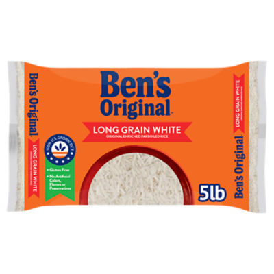 BEN'S ORIGINAL Enriched Long Grain White Rice, Parboiled Rice, 5 LB Bag ...