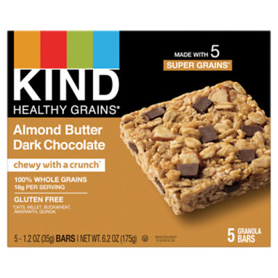 Kind Healthy Grains Almond Butter Dark Chocolate Granola Bars, 1.2 oz 5 ...