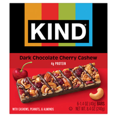 Kind Dark Chocolate Cherry Cashew Bars, 1.4 oz, 6 count