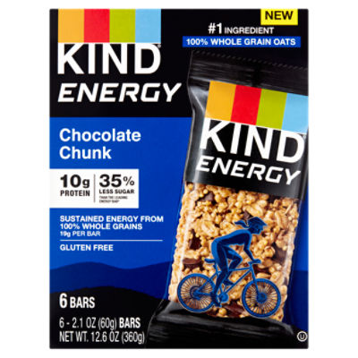 Kind Energy Chocolate Chunk Bars, 2.1 oz, 6 count - ShopRite