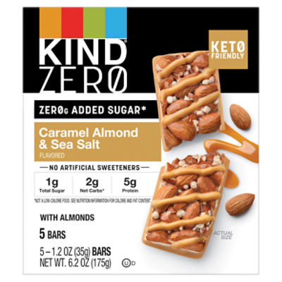 Kind Zero Caramel Almond & Sea Salt Flavored Bars, 1.2 oz, 5 count ...