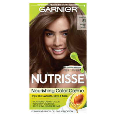 Garnier Nutrisse Cool Tea 51 Medium Ash Brown Permanent Haircolor, one ...