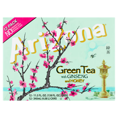 AriZona Green Tea with Ginseng and Honey, 11.5 fl oz, 12 count - The ...