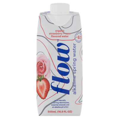 Flow Organic Strawberry + Rose Flavored Alkaline Spring Water, 16.9 fl oz