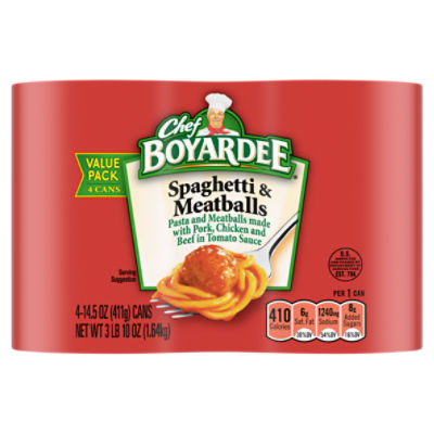 Chef Boyardee Spaghetti & Meatballs Value Pack, 14.5 oz, 4 count - ShopRite