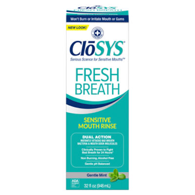 Clōsys Fresh Breath Gentle Mint Sensitive Mouth Rinse, 32 fl oz - The ...