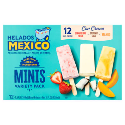 Helados Mexico Minis Premium Ice Cream Variety Pack, 1.5 fl oz, 12 ...