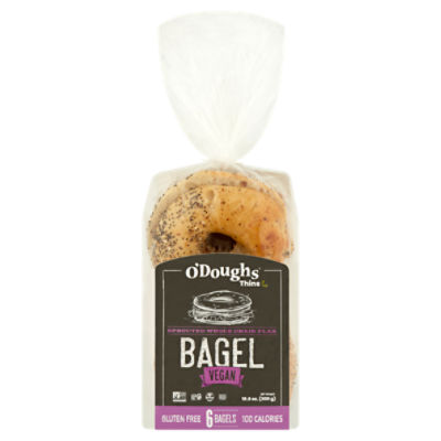 O'Doughs Thins Sprouted Whole Grain Flax Vegan Bagel, 6 count, 10.6 oz ...