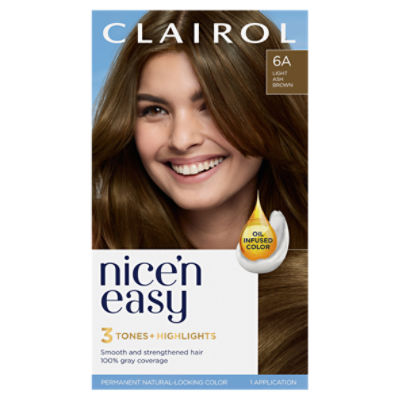Clairol Nice'n Easy 6A Light Ash Brown Permanent Hair Color, 1 ...
