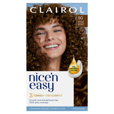 Clairol Nice'n Easy 5G Medium Golden Brown Permanent Hair Color, 1 ...