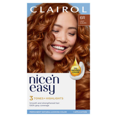 Clairol Nice'n Easy 6R Light Auburn Permanent Hair Color, 1 application ...