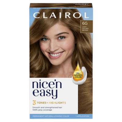 Clairol Nice'n Easy 6G Light Golden Brown Permanent Hair Color, 1 ...