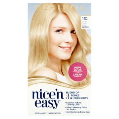 Clairol Nice'n Easy 11C Ultra Light Cool Blonde Permanent Haircolor, 1 ...