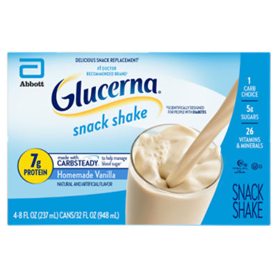 Glucerna Original Homemade Vanilla Snack Shake, 8 fl oz, 4 count