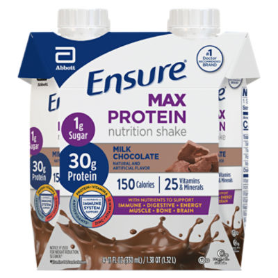 Ensure Max Protein Milk Chocolate Nutrition Shake, 11 fl oz, 4 count ...