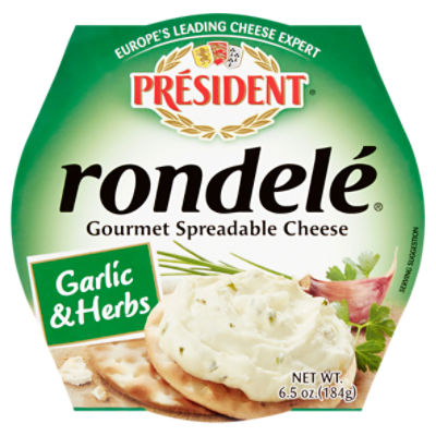 Président Rondelé Garlic and Herbs Gourmet Spreadable Cheese, 6.5 oz ...