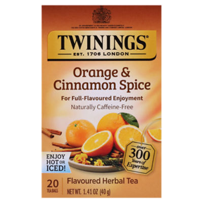 Twinings Tea Bags Orange & Cinnamon Spice Flavored Herbal Tea 20 ea ...