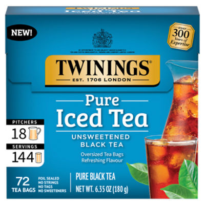 Twinings Pure Iced Unsweetened Black Tea Bags, 72 count, 6.35 oz - The ...