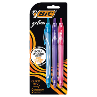 BIC Gel-ocity 0.7 mm Assorted Ink Medium Gel Pens, 3 count - ShopRite