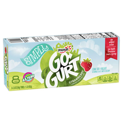 Yoplait Go-Gurt Simply Strawberry Low Fat Yogurt, 2 oz, 8 count