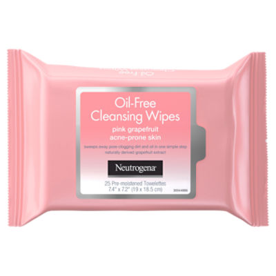 Neutrogena Pink Grapefruit Acne-Prone Skin Oil-Free Cleansing Wipes, 25 ...