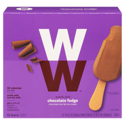 Ww Chocolate Fudge Low Fat Ice Cream Bars Snack Size 18 Fl Oz 12 Count