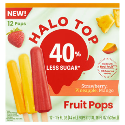 Halo Top 40% Less Sugar Strawberry, Pineapple, Mango Fruit Pops, 1.5 fl ...