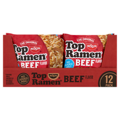 Nissin Top Ramen The Original Beef Flavor Ramen Noodle Soup, 3 oz, 12 ...