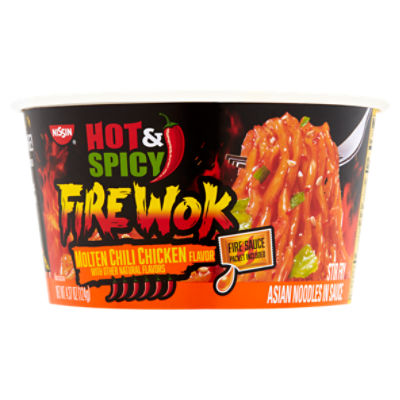 Nissin Hot & Spicy Fire Wok Molten Chili Chicken Flavor Stir Fry Asian ...