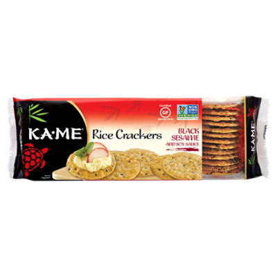 Ka-Me Black Sesame and Soy Sauce Rice Crackers, 3.5 oz - Fairway