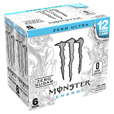 Monster Energy Zero Ultra Zero Sugar Energy Drink, 12 fl oz, 6 count ...