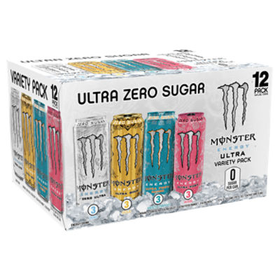 Monster Energy Ultra Zero Sugar Energy Drink Variety Pack, 16 fl oz, 12 ...