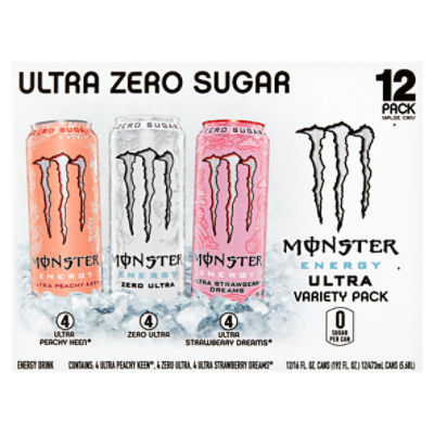 Monster Energy Ultra Zero Sugar Energy Drink Variety Pack, 16 fl oz, 12 ...