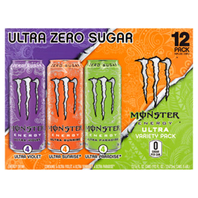 Monster Energy Ultra Zero Sugar Energy Drink Variety Pack, 16 fl oz, 12 ...