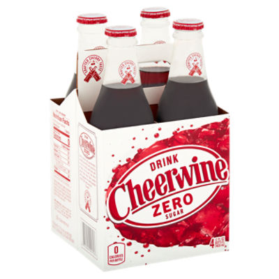 Cheerwine Zero Sugar Soft Drink, 4 count, 12 fl oz - Gourmet