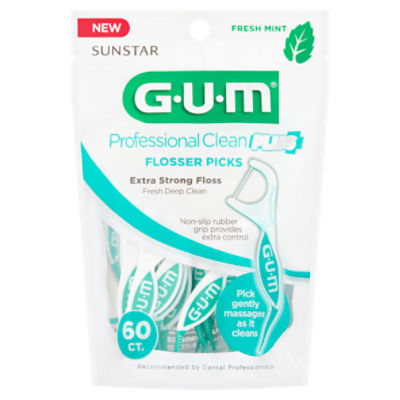 Sunstar GUM Professional Clean Plus Fresh Mint Flosser Picks, 60 count ...