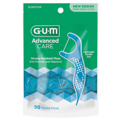 Sunstar GUM Advanced Care Fresh Mint Flosser Picks, 90 count