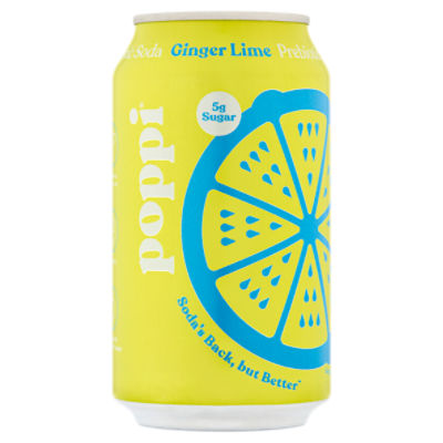 Poppi Ginger Lime Prebiotic Soda, 12 fl oz