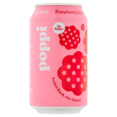 Poppi Raspberry Rose Prebiotic Soda, 12 fl oz