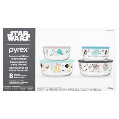Pyrex Disney Star Wars 8 Piece Set Decorated Glass Food Storage Containers