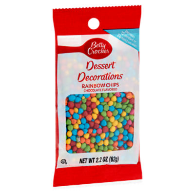 Betty Crocker Dessert Decorations Chocolate Flavored Rainbow Chips, 2.2 oz