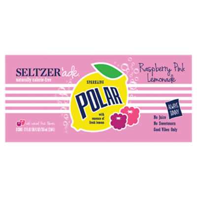 Polar Sparkling Raspberry Pink Lemonade Seltzer'ade, 12 fl oz, 8 count ...
