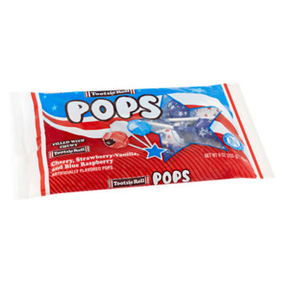Tootsie Roll Cherry Strawberry Vanilla And Blue Raspberry Pops 9 Oz