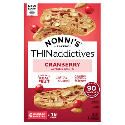 Nonni's THINaddictives Cranberry Almond Thin Cookies, 18 count, 4.4 oz