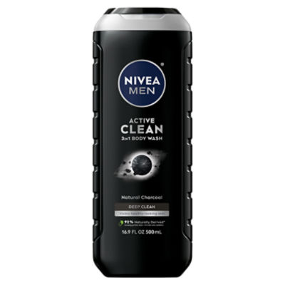 Nivea Men Active Deep Clean Body Wash with Natural Charcoal, 16.9 fl oz
